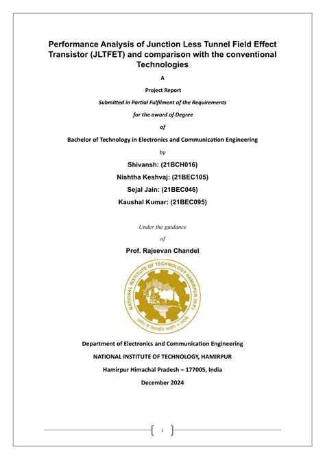 Pdf Performance Analysis Of Junction Less Tunnel Field Effect