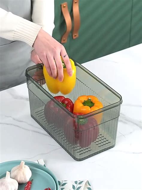 Mengnihs กล่องเก็บของในตู้เย็น พร้อมที่จับ เข้าถึงได้ง่าย กล่องเก็บอาหารในตู้เย็น กล่องเก็บ