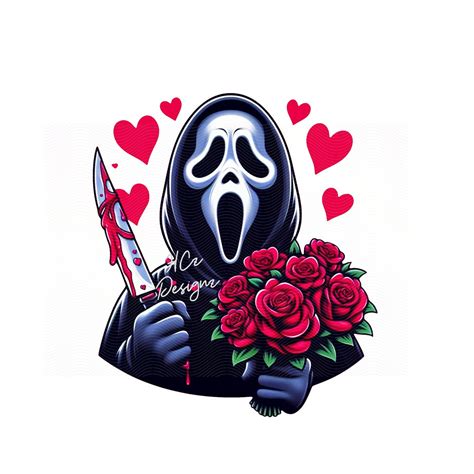Ghostface Valentine With Flowers Scream Valentine Png Etsy