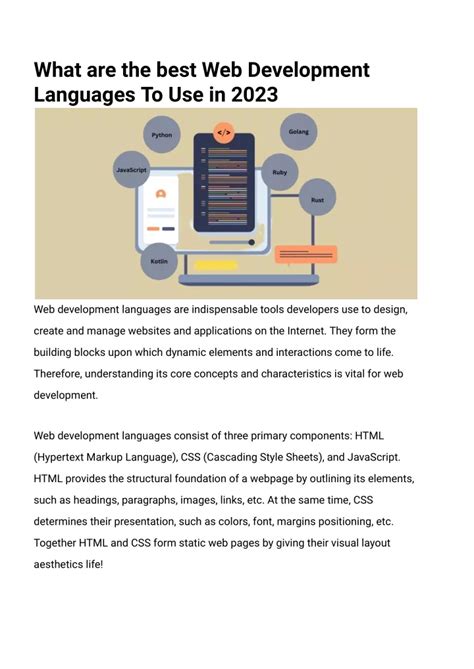 ppt what are the best web development languages to use in 2023 powerpoint presentation id