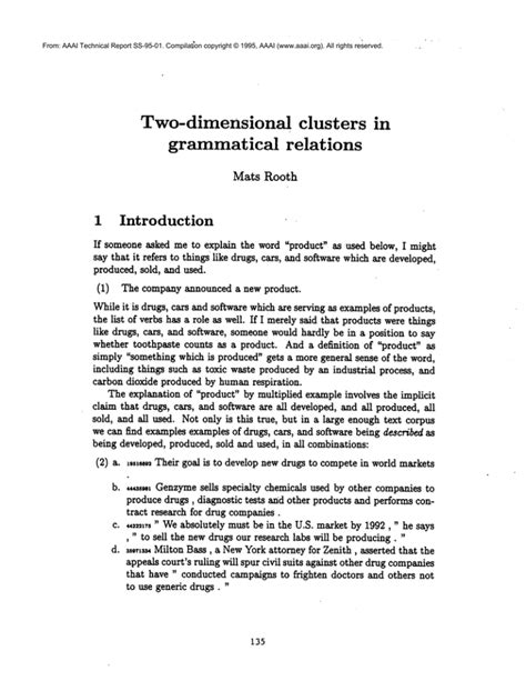Two Dimensional Clusters In Grammatical Relations