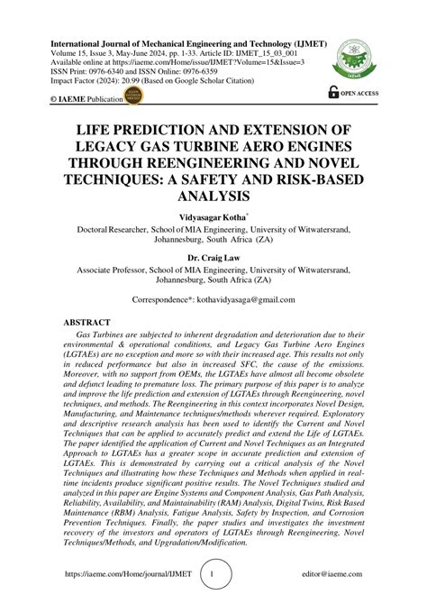 Pdf Life Prediction And Extension Of Legacy Gas Turbine Aero Engines Through Reengineering And