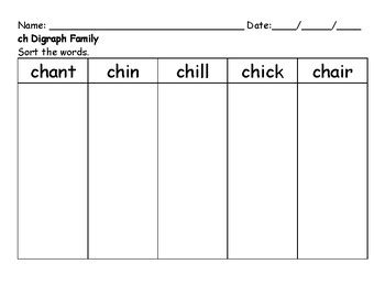 Ch Digraph Sort The Words By Font Worksheet By Learning With Mr G