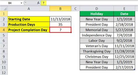 Workday In Excel Formula Example How To Use Workday Function