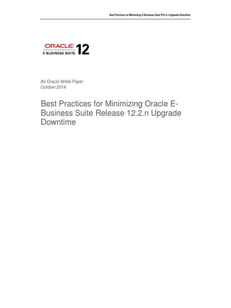 Best Practices For Minimizing Oracle Ebs R12 2 N Upgrade Downtime Oct