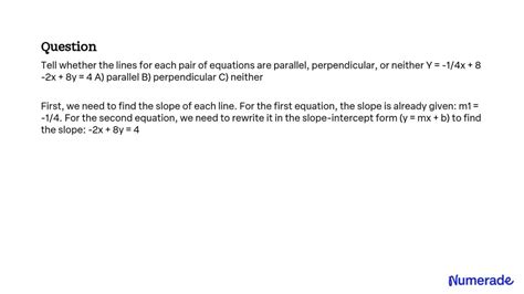 solved tell whether the lines for each pair of equations are parallel
