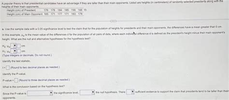 solved height what are the null and altemative hypotheses