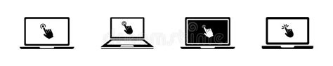 Set Of Laptop With Cursor Vector Icons Stock Illustration Illustration Of Mouse Monitor