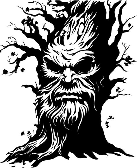 Enchanted Tree With Human Face In Detailed Art For Tattoo 55283736 Vector Art At Vecteezy