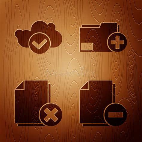 Set Document With Minus Cloud With Check Mark Delete File Document