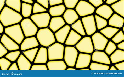 Black Outline And Yellow Cell Pattern Low Poly Background Stock