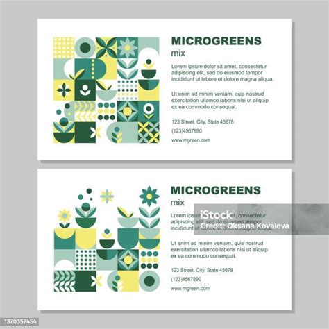 마이크로 그린 명함 템플릿 사각형 벡터 세트 소셜 미디어 포스트 레이아웃 평면 디자인 기하학적 요소입니다 웹 배너 사회 문제에 대한 스톡 벡터 아트 및 기타 이미지 Istock