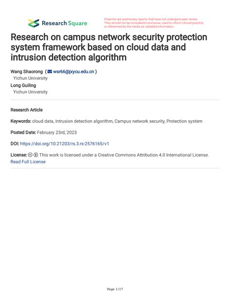 pdf research on campus network security protection system framework