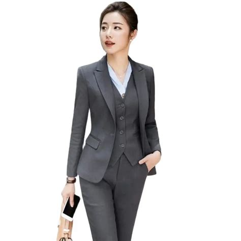 패션 여성 바지 정장 오피스 레이디 작업복 비즈니스 정장 바지 블레이저 세트 캐주얼 바지 재킷 정장 여성 플러스 사이즈바지 슈트 Aliexpress