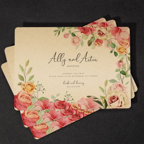 Invitation Cards Rounded Corners Custom Printed Double Sided