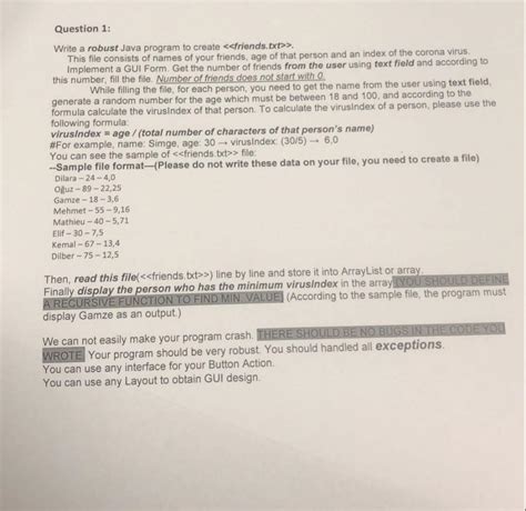 Solved Question Write A Robust Java Program To Create Chegg