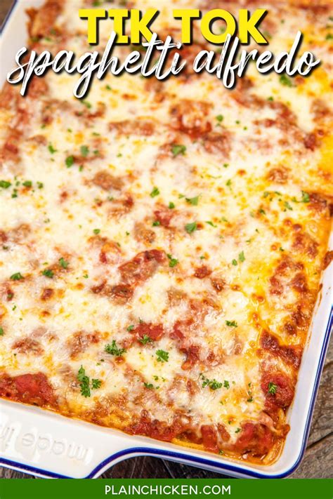 Tiktok Spaghetti Alfredo Casserole Recipe Spaghetti Casserole With