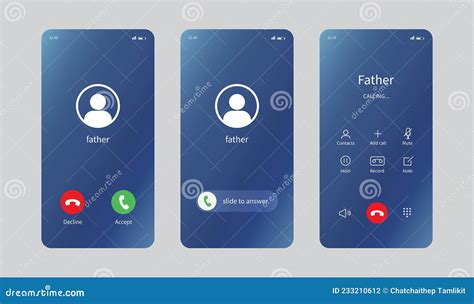 Call Screen Smartphone Interface Template Flat Ui Ux For Application Mockup Incoming Call