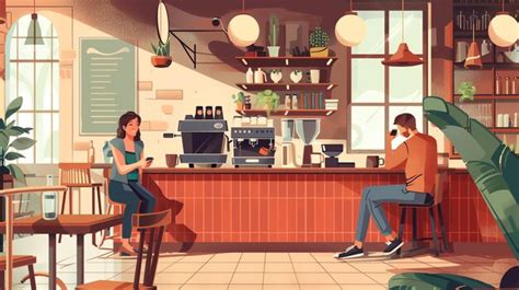 Two People Sitting In A Cafe Enjoying Coffee And The Morning Sun