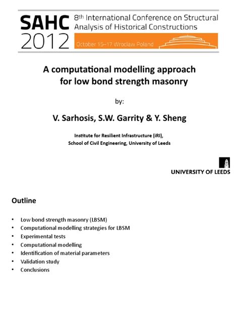 Computational Modelling Approach For Low Bond Strength Masonry Pdf Mathematical Optimization