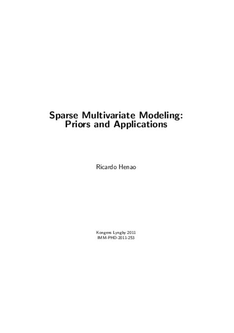Pdf Sparse Multivariate Modeling Priors And Applications