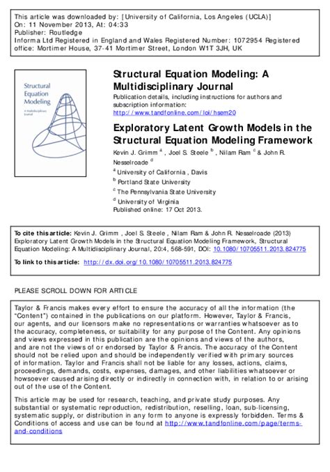 Pdf Exploratory Latent Growth Models In The Structural Equation Modeling Framework