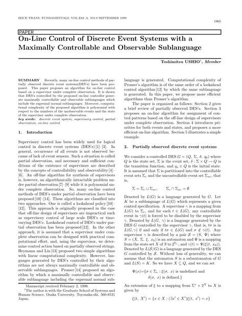 pdf on line control of discrete event systems with a maximally
