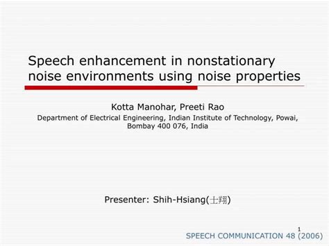 Ppt Speech Enhancement In Nonstationary Noise Environments Using Noise Properties Powerpoint