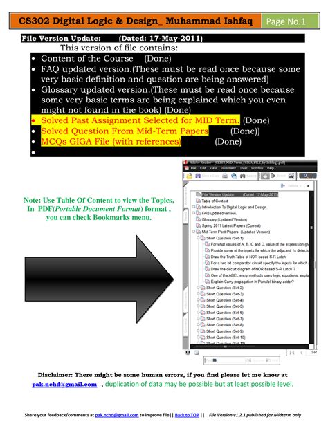 CS302 MID Term GIGA FILE By Ishfaq File Version Update Dated 17 May 2011 This Version Of