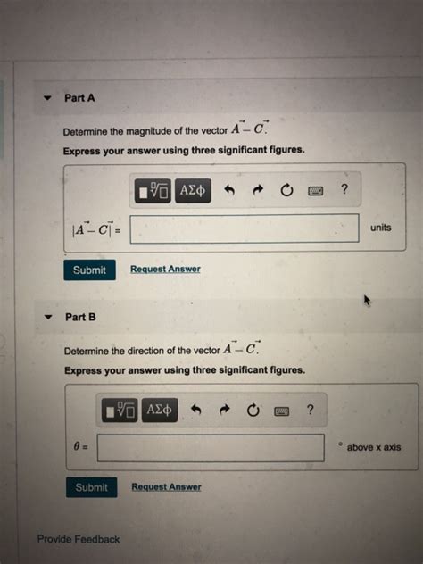 Solved Part A Determine The Magnitude Of The Vector A C Chegg Com