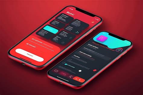 Premium Photo Icon With Mobile Ui And Ux Design On Red Background For Web Design App Interface