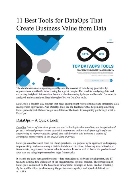 Ppt 11 Best Tools For Dataops That Create Business Value From Data Powerpoint Presentation