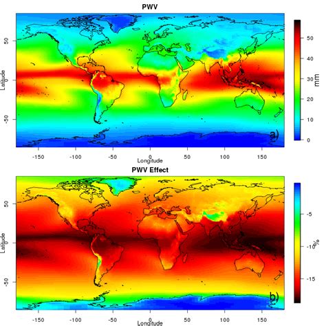 Global Spatial Distribution Of Averaged Values Of A Pwv And B Pwv