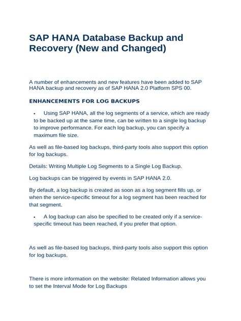 Sap Hana Database Backup And Recovery Pdf Backup Databases