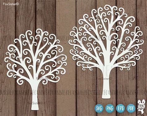 Tree Svg For Cricut And Silhouette Tree Clipart Foxbabe Etsy