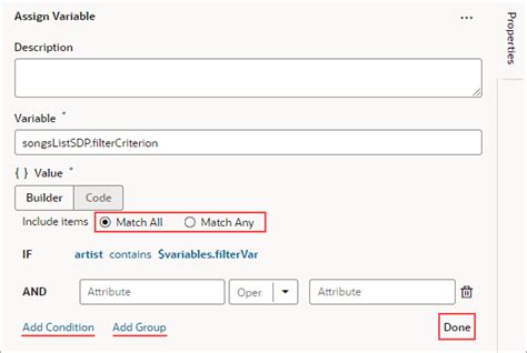 add an assign variables action