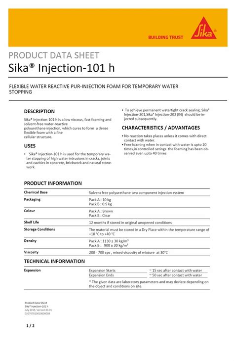 Sika Injection 101 H 109 Kg At Rs 1402kg Sika Waterproofing