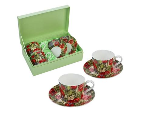 Комплект за кафе 2 чаши и 2 чинийки Макове Vivre