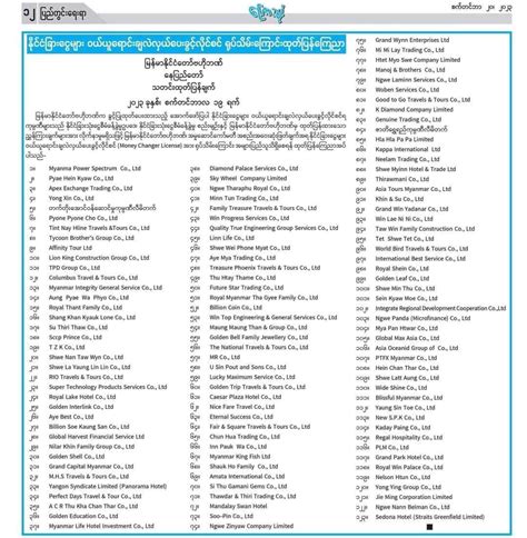 နိုင်ငံခြားငွေ လဲလှယ်ခွင့်ရ ကုမ္ပဏီ ၁၂၀ ကျော်ကိုလိုင်စင် ရုတ်သိမ်းကြောင