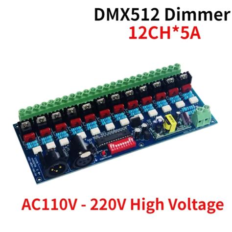 High Voltage 12 Channel Dimmer DMX512 Decoder 50HZ 12CH 5A CH DMX Dimmer AC110V 220V For