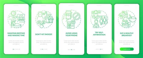 Build Morning Routine Green Gradient Onboarding Mobile App Screen Ideas Walkthrough 5 Steps