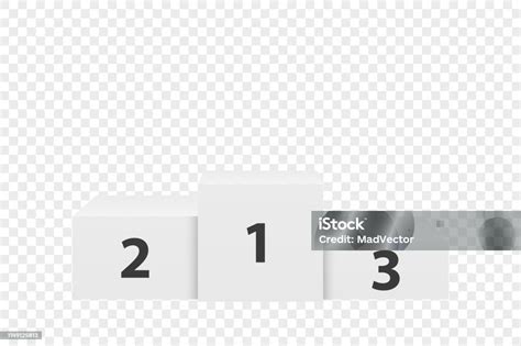 현실적인 벡터 3d 흰색 우승자는 투명 한 배경에 고립 된 연단 근접 촬영 승리 수상 받침대 첫째 두 번째 세 번째 장소 디자인 서식 파일 3차원 형태에 대한 스톡 벡터