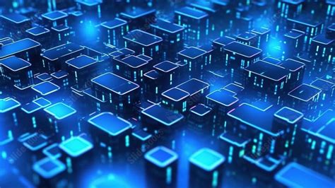 Digital Blue With Blockchain Technology Conceptual Representation In 3d Powerpoint Background