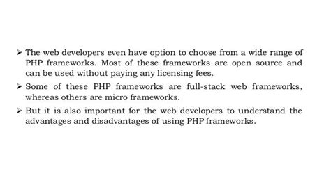 Advantages And Disadvantages Of Php Frameworks
