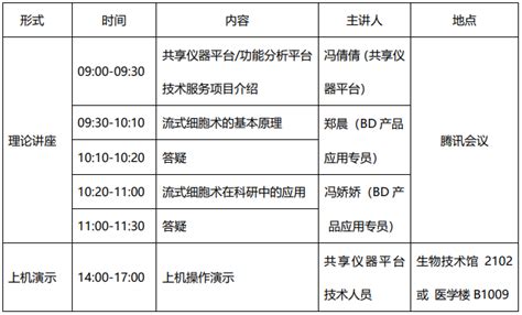 共享仪器平台流式细胞术系列讲座 流式细胞术的基本原理及应用培训通知 清华大学生命科学学院