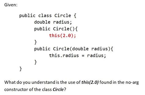 Solved Given Public Class Circle Double Radius Public