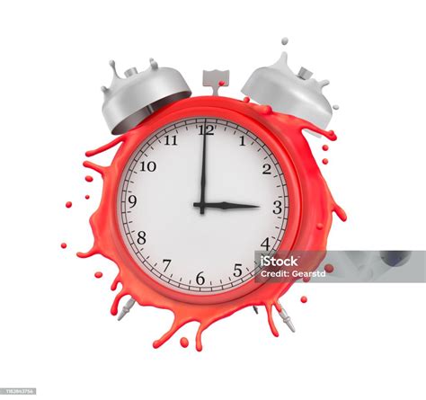 흰색 배경에 고립 된 빨간색 알람 시계 용융의 3d 렌더링 3차원 형태에 대한 스톡 사진 및 기타 이미지 3차원 형태 계시기 계획 Istock