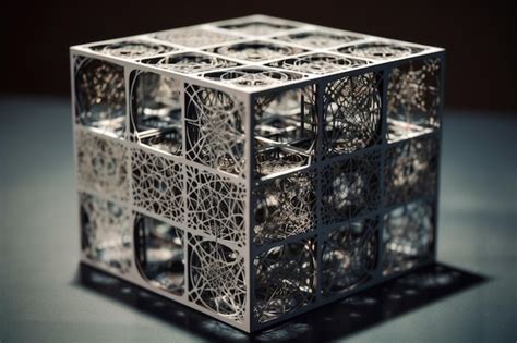 Premium Ai Image D Cube With Intricate Lattice Structure On Each Face