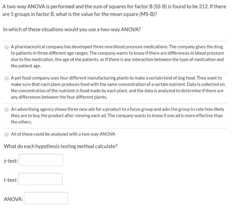 Solved A Two Way ANOVA Is Performed And The Sum Of Squares Chegg Com