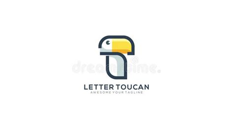 Single Letter T Logo Toucan Logo Design Vector Template Stock
